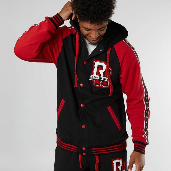 Rock Revival | Jackets & Coats | Rock Revival Hooded Red Black Track ...